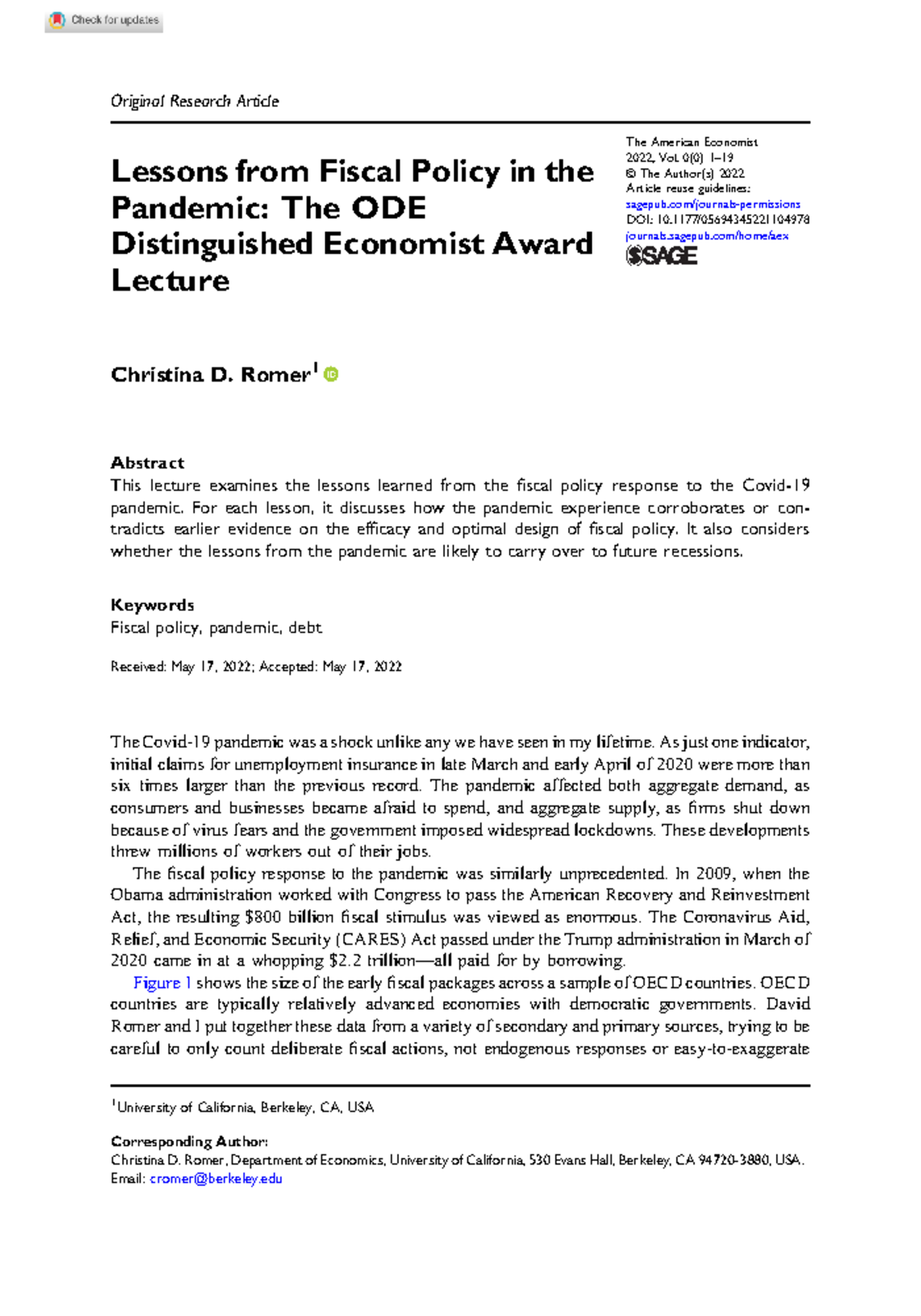 Lessons from Fiscal Policy in the - Original Research Article The ...