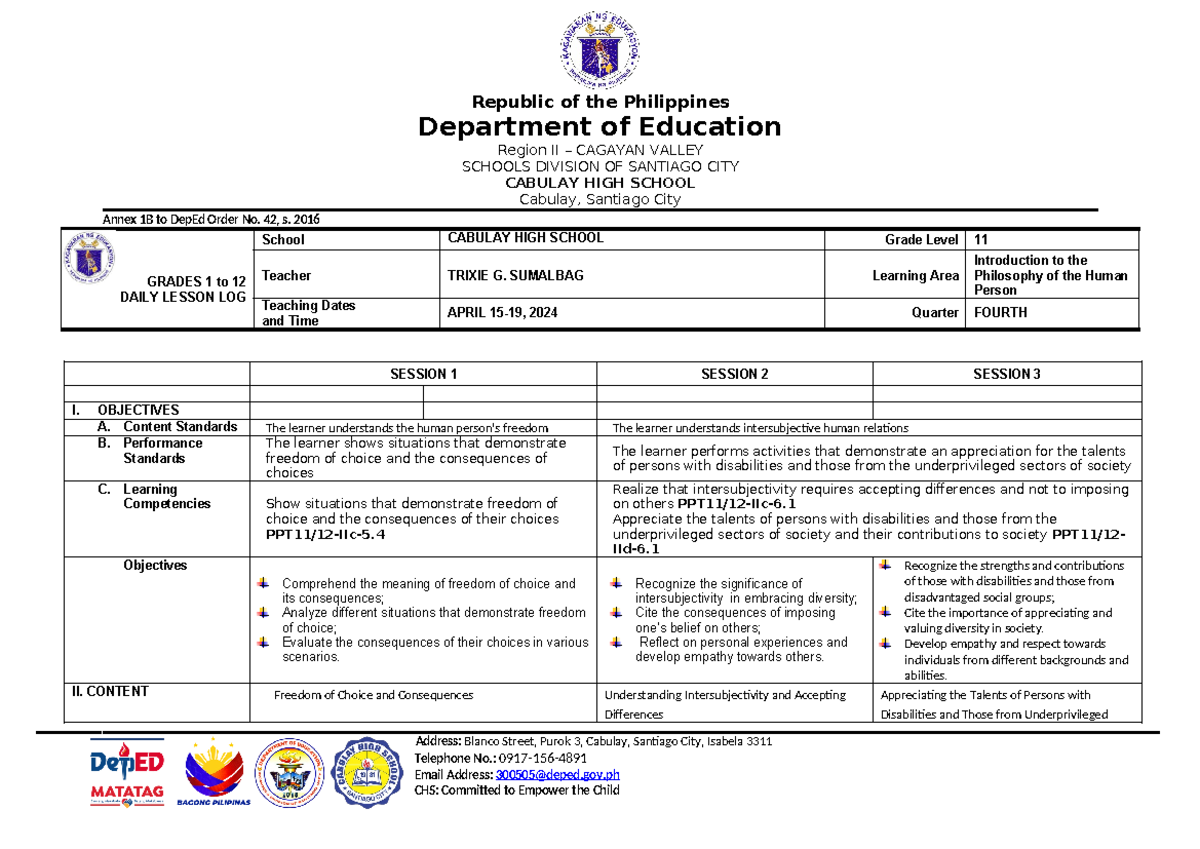 Week 2 - Department of Education Region II – CAGAYAN VALLEY SCHOOLS ...