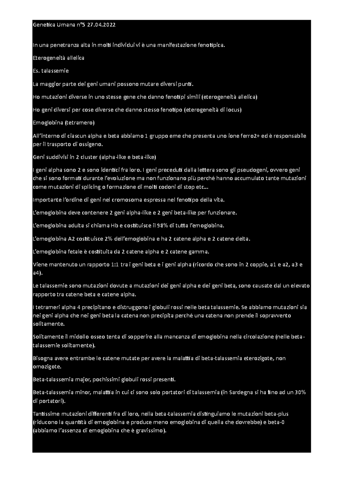 Genetica Umana 27 - lezione - Genetica Umana n°5 27. In una penetranza ...