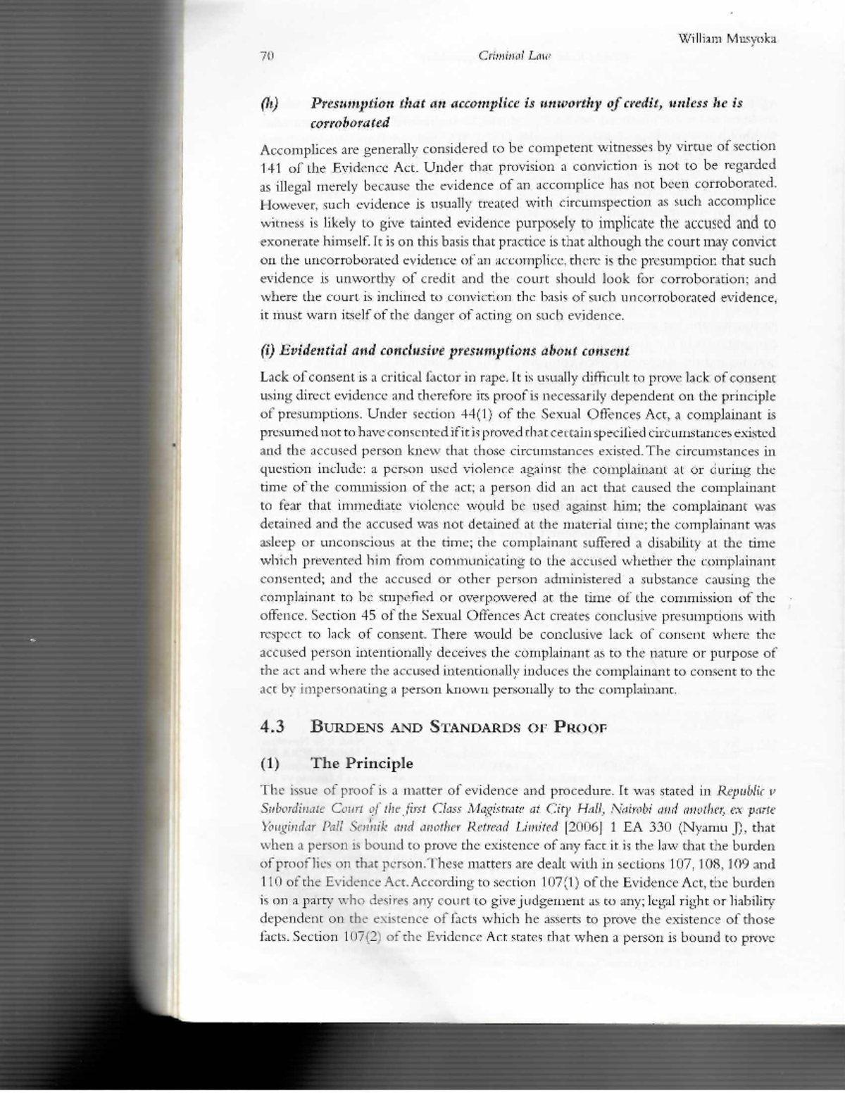 Musyoka Burden of Proof Criminal law - Studocu
