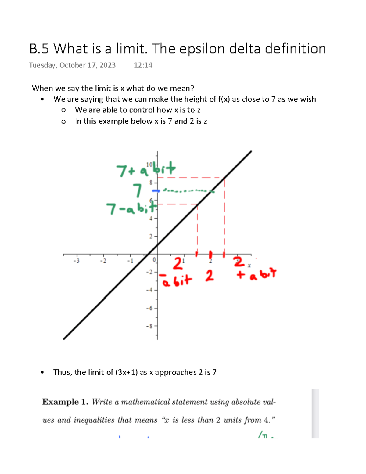 B.5 What is a limit. The epsilon delta definition - When we say the ...