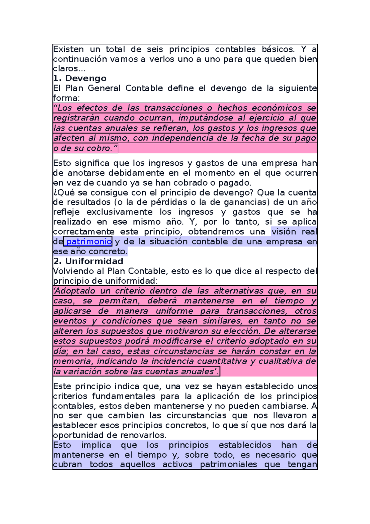 Los seis principios contables básicos - Y a continuación vamos a verlos ...