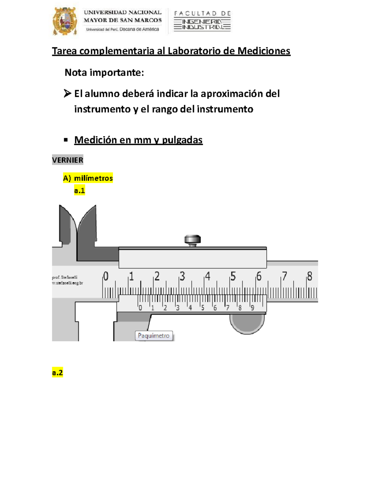 Ejercicios de mediciones para incluir en el Informe 2022-1 - Tarea ...