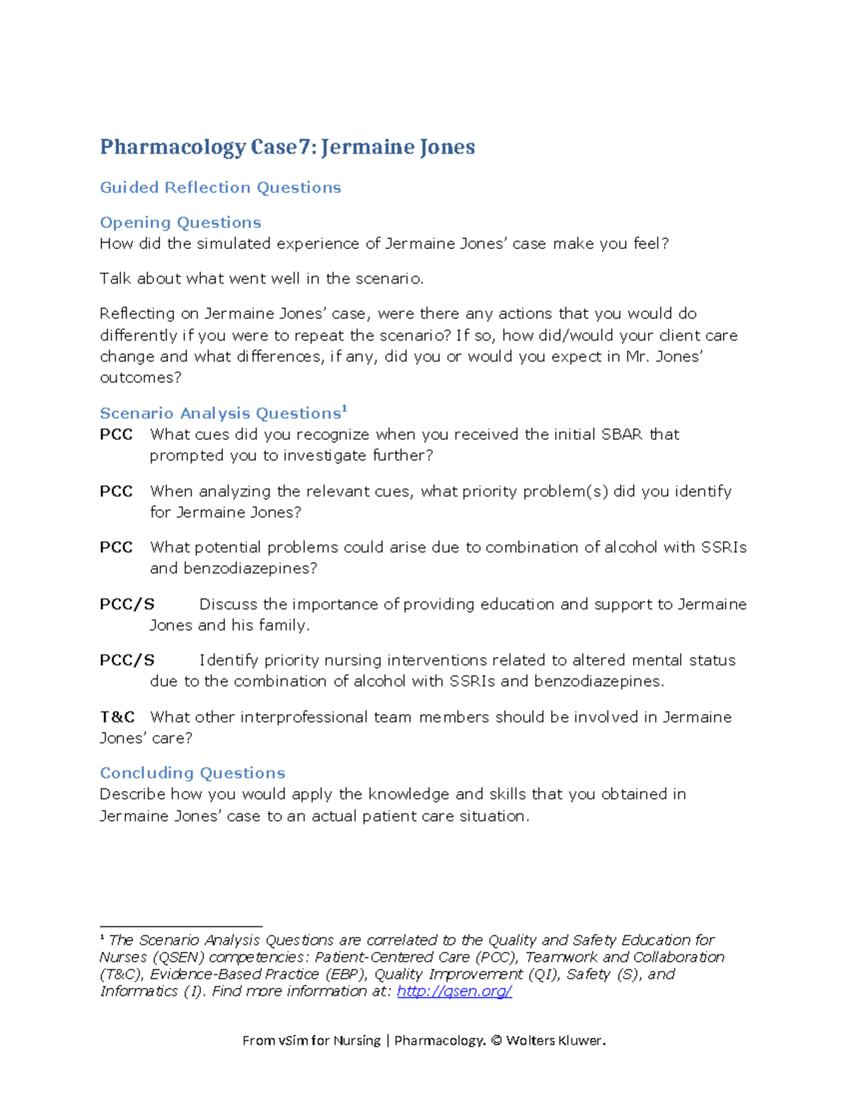 vsim simulation - Pharmacology Case7: Jermaine Jones Guided Reflection ...