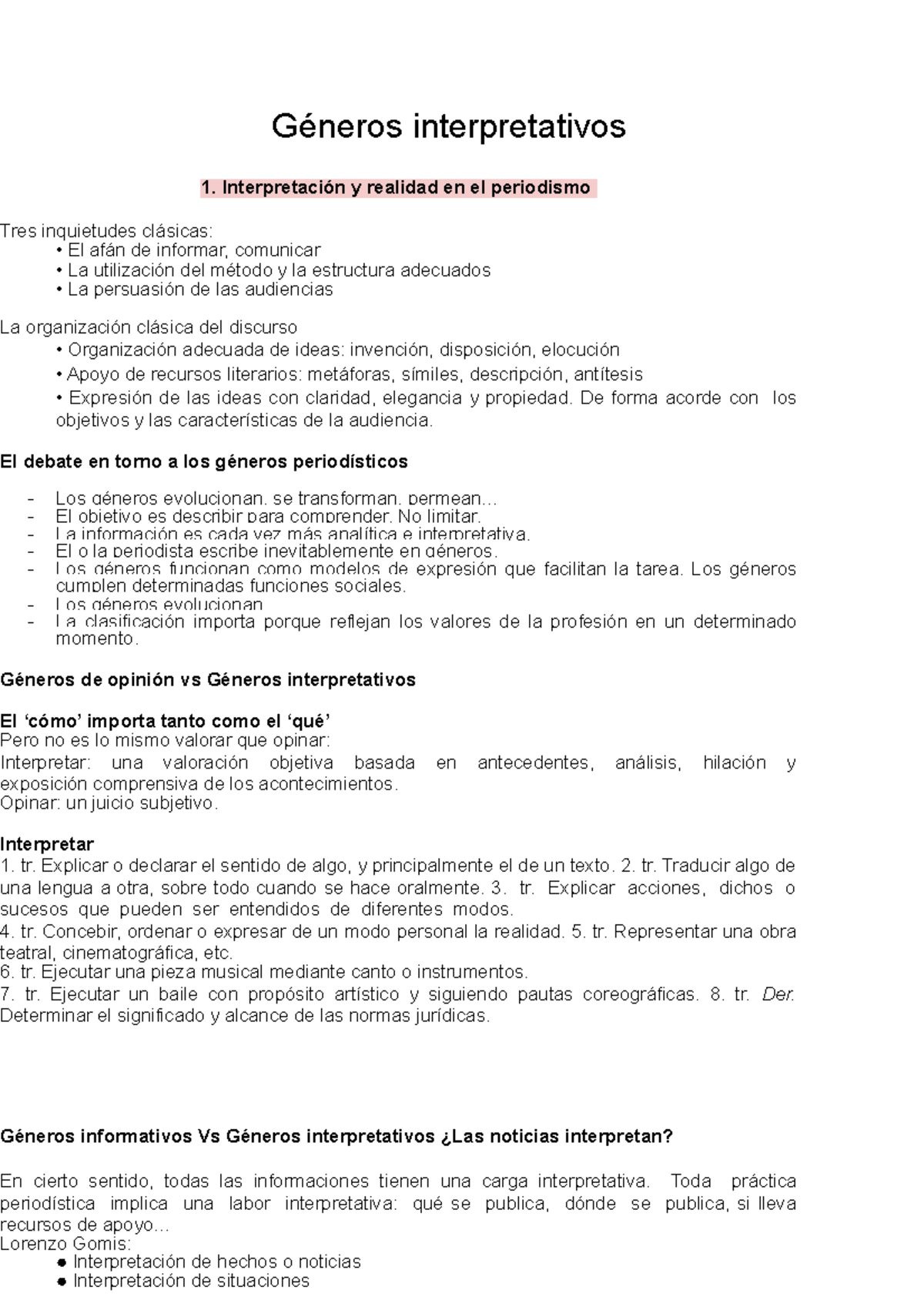 Géneros-interpretativos todos los temas - Géneros interpretativos 1. Interpretación y realidad ...