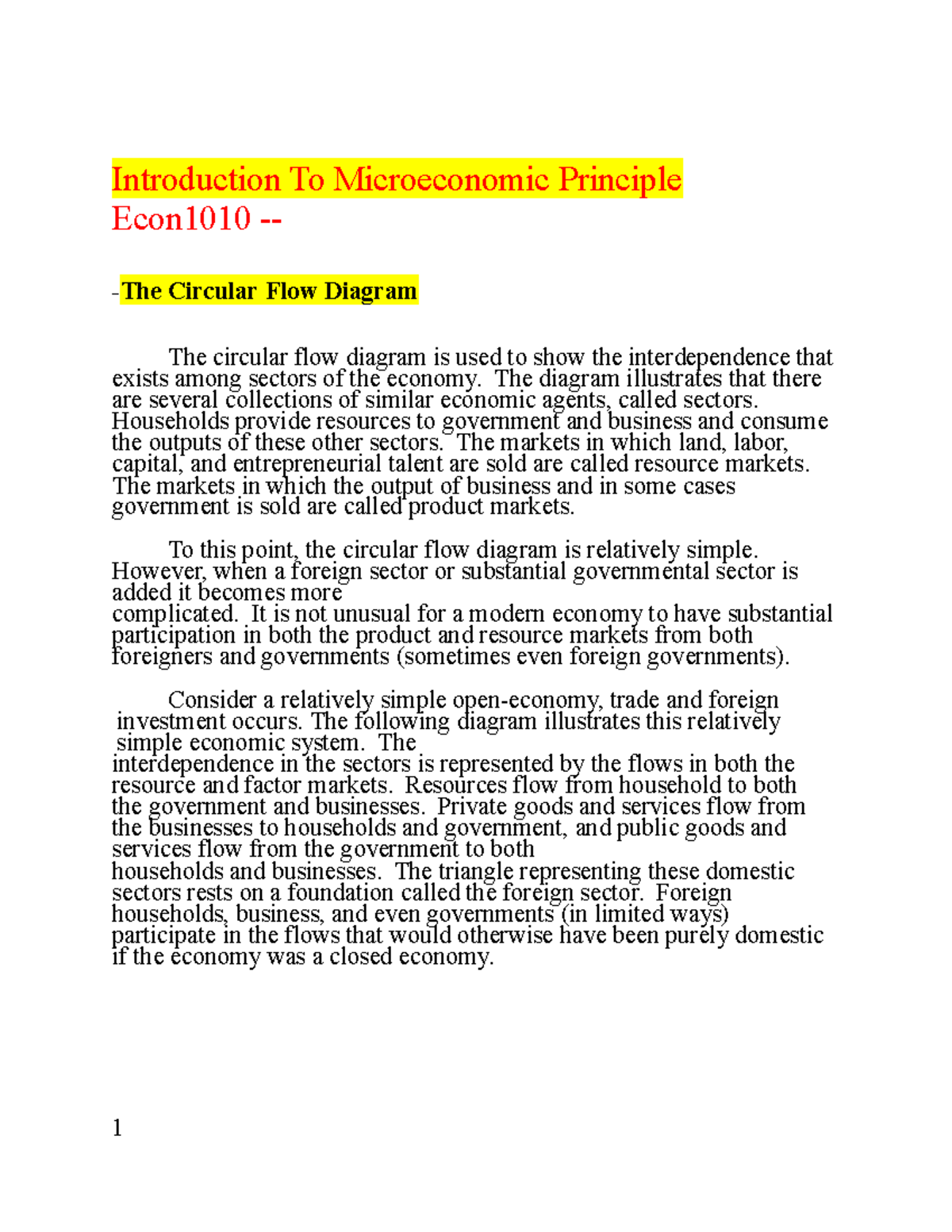 Introduction To Microeconomic Principles exam notes - Introduction To ...