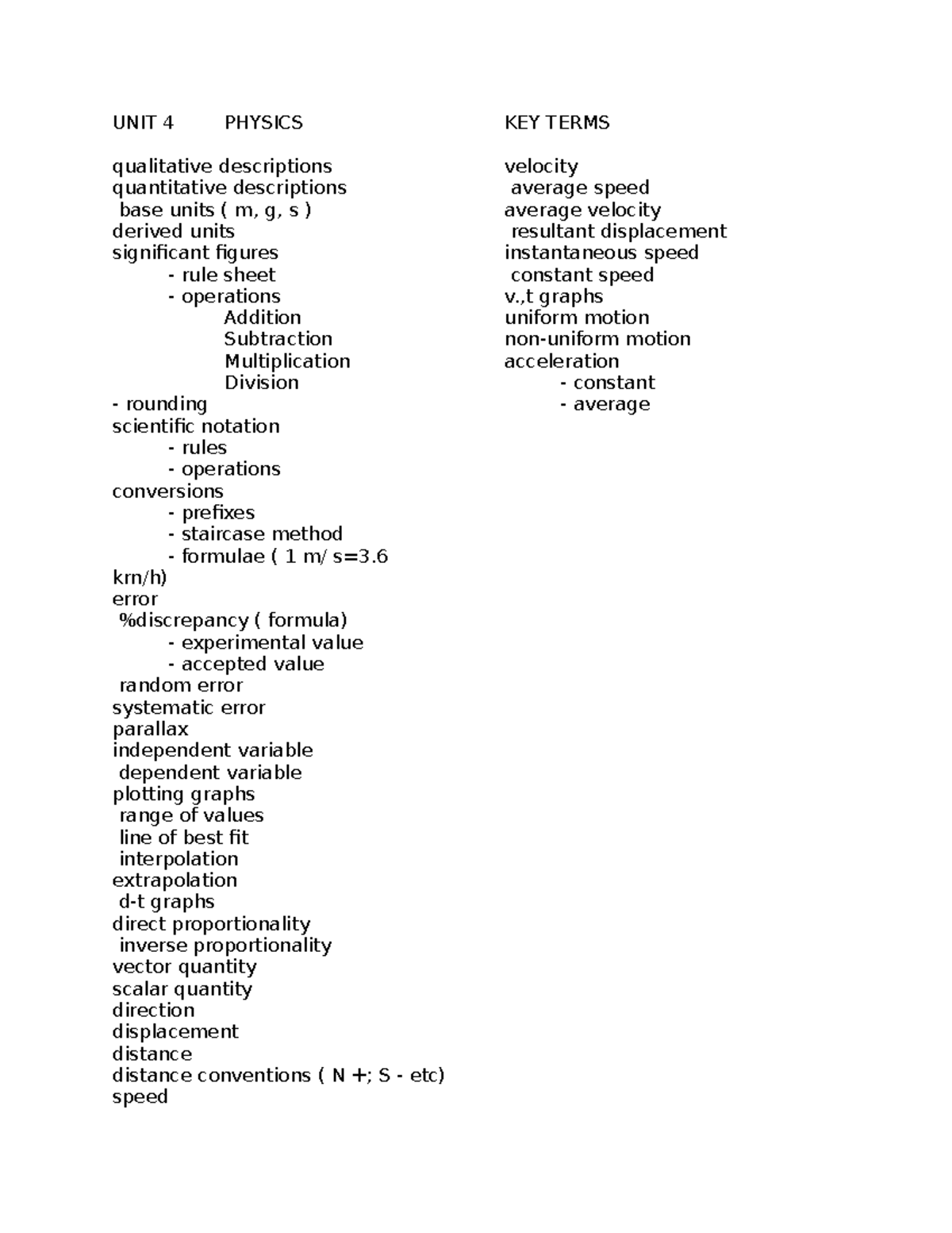 Physics Study Guide Notes UNIT 4 PHYSICS KEY TERMS Qualitative physics-study-guide-notes-unit-4-physics-key-terms-qualitative