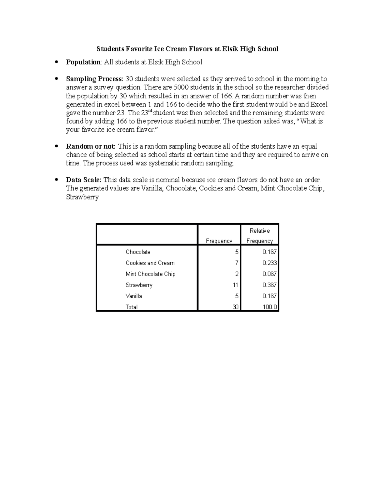 SPSS Lab 1 - Professor David Dippel - Students Favorite Ice Cream ...