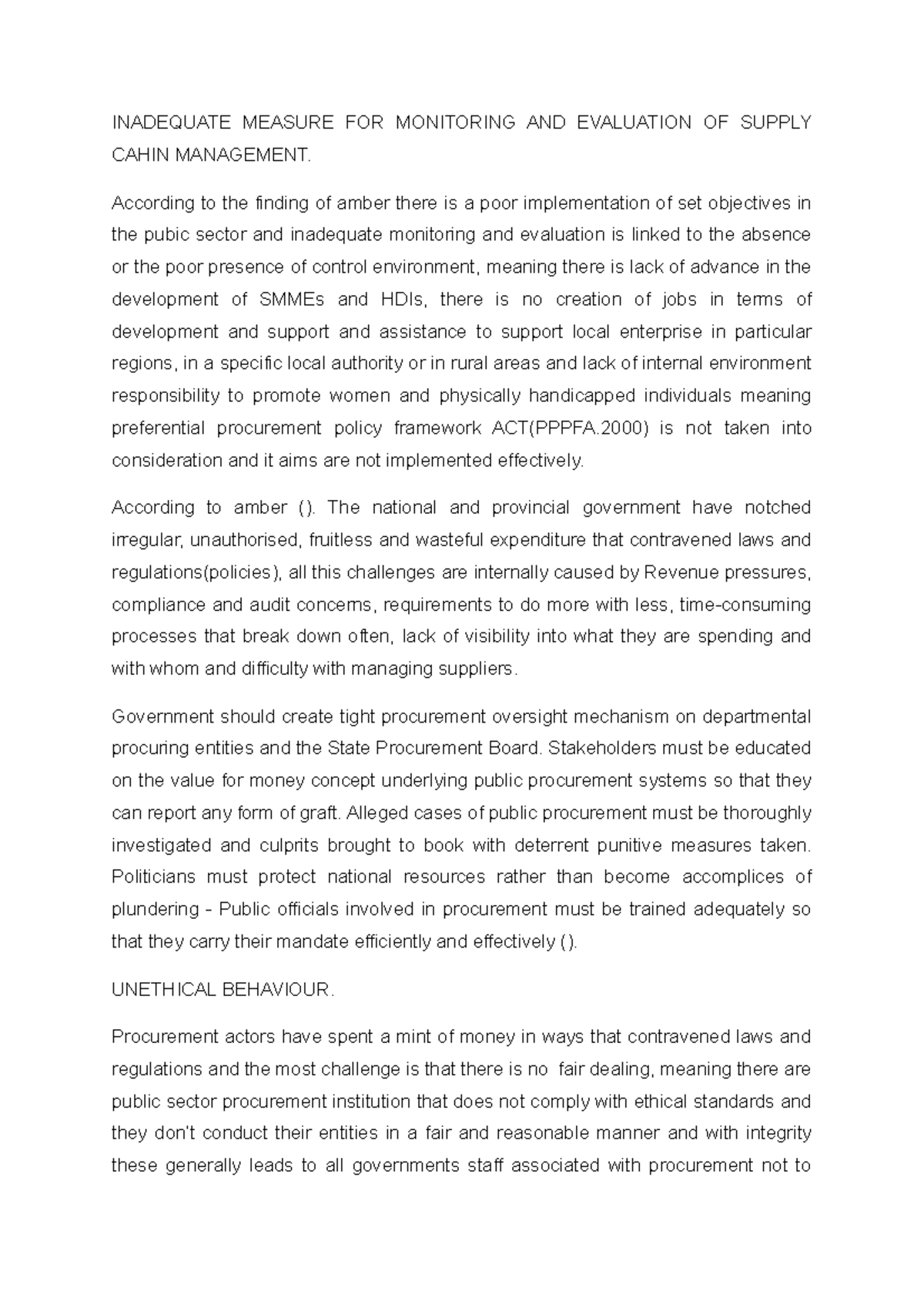 Eades 3 student notes 2013 - INADEQUATE MEASURE FOR MONITORING AND ...