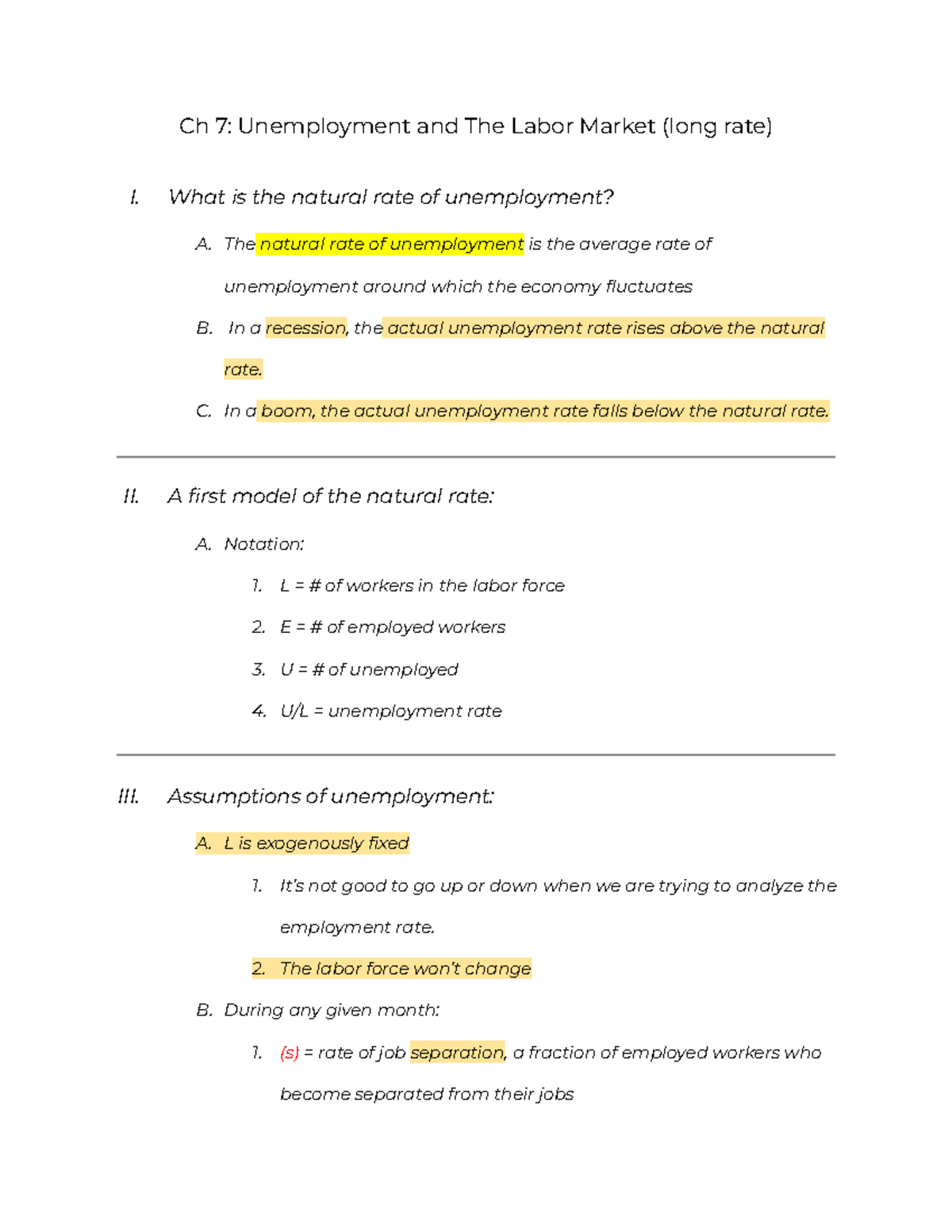 ECON 100A Ch 7 Unemployment and the labor market - Ch 7: Unemployment ...
