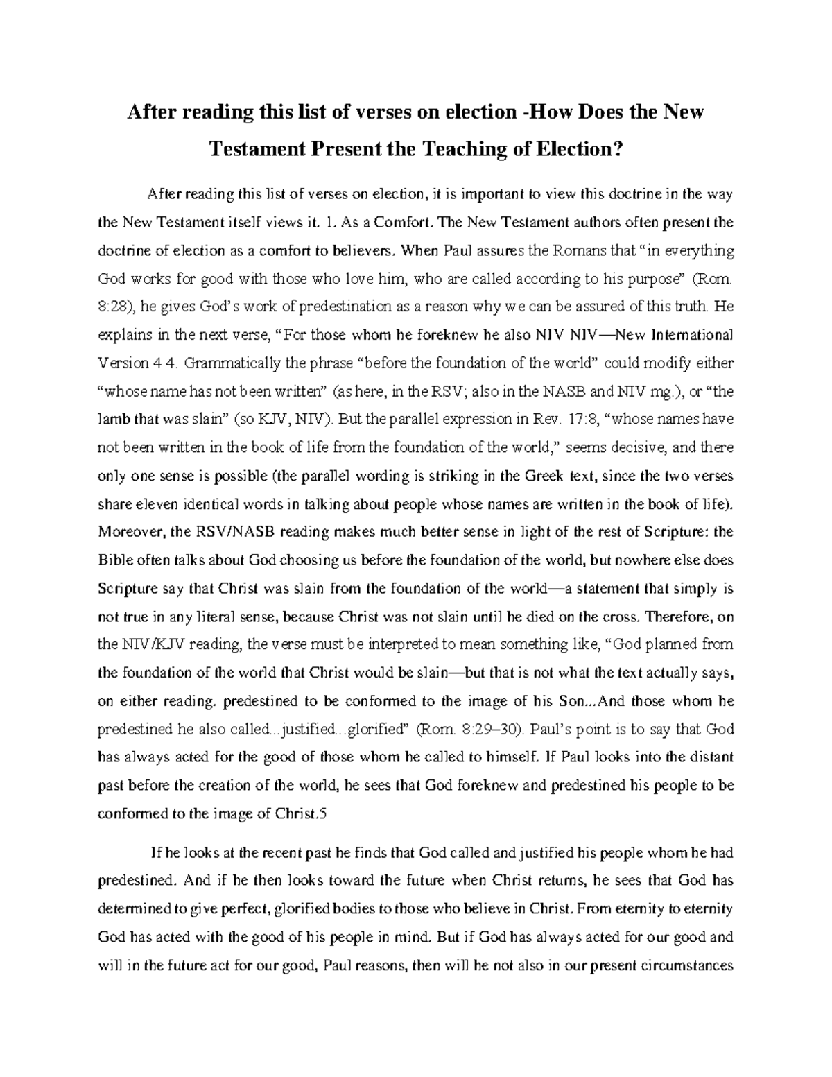 After reading this list of verses on election -How Does the New ...