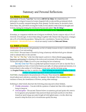 Judaism Summary and Reflection Paper - Summary and Personal Reflections ...