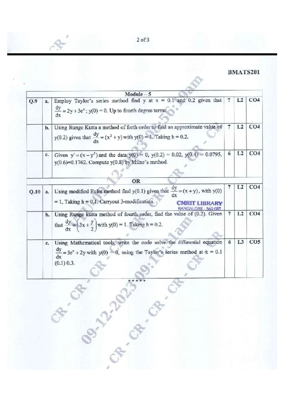 P1 - new latest question paper - 2 of 3 BMATS201 Module 5 Employ series ...
