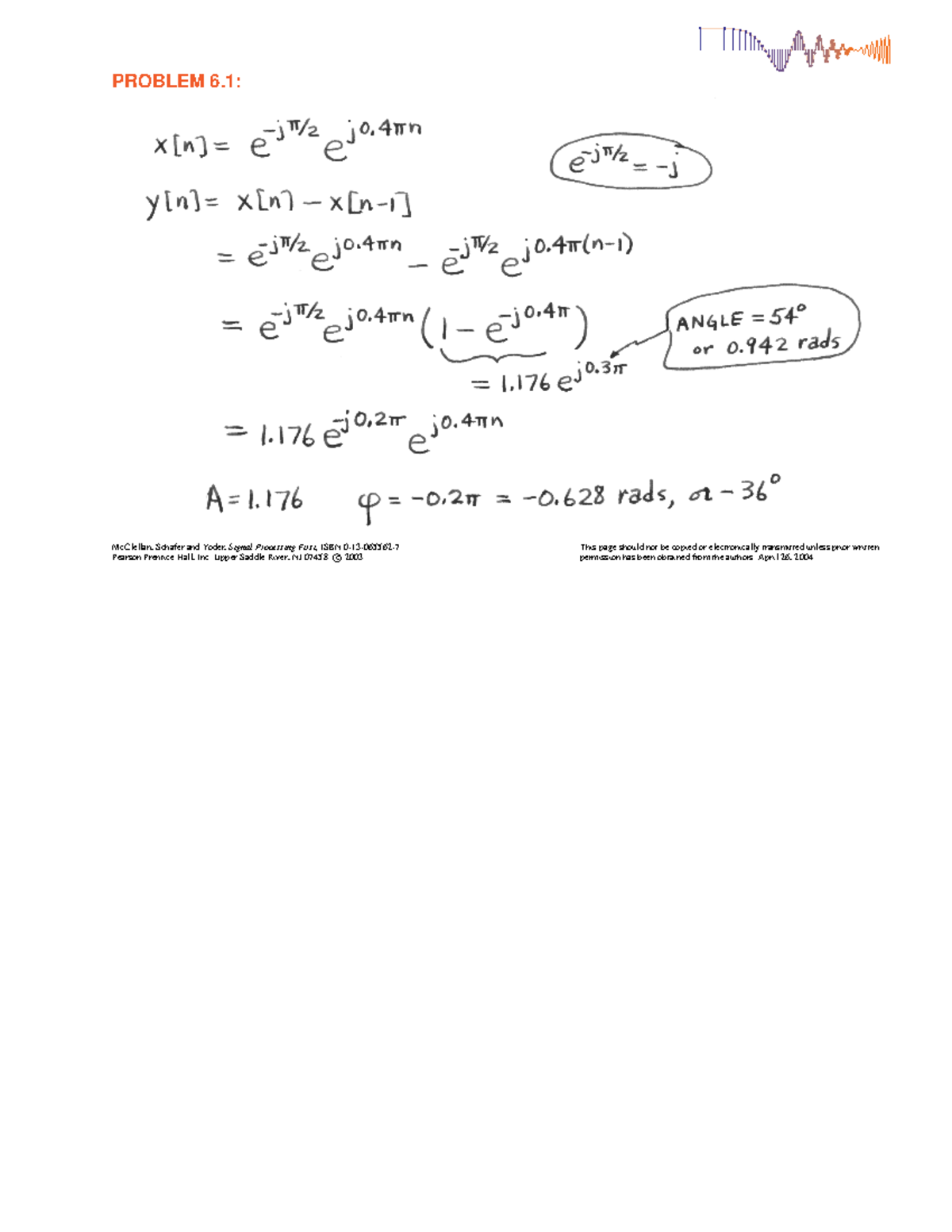 Chap06SP1solutions - solution - McClellan, Schafer and Yoder, Signal ...