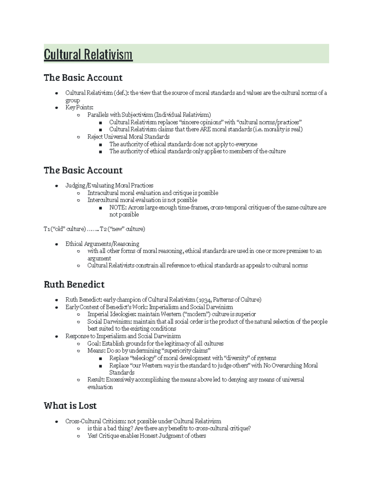 Cultural Relativism - ): the view that the source of moral standards ...