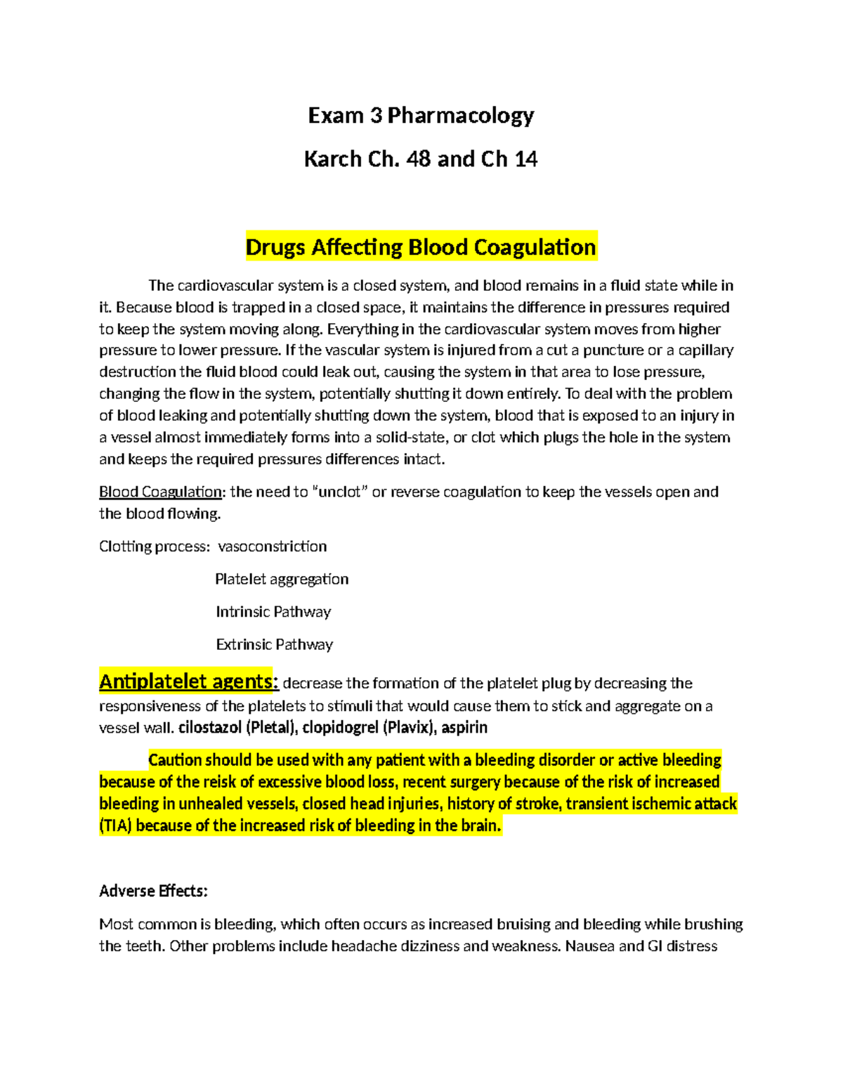 Exam+3+Pharmacology+CH+48+and+12 - Exam 3 Pharmacology Karch Ch. 48 and ...
