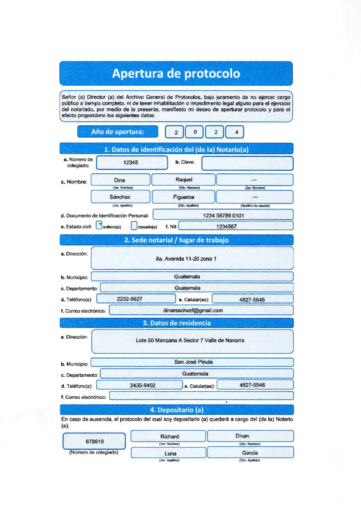 Formulario Apertura de Protocolo, FEI e Ingreso - Derecho Notarial - Studocu