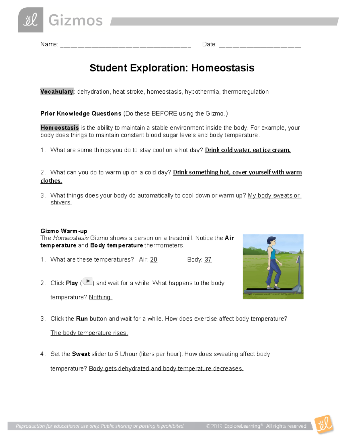 Homeostasis Gizmo - 2019 Name ...