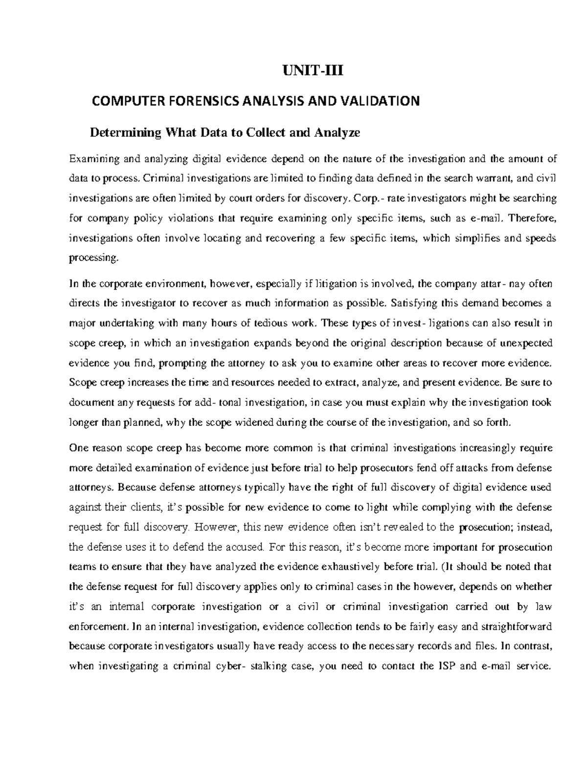 CF-All Unit Notes-3 - CF-All Unit Notes - UNIT-III COMPUTER FORENSICS ...