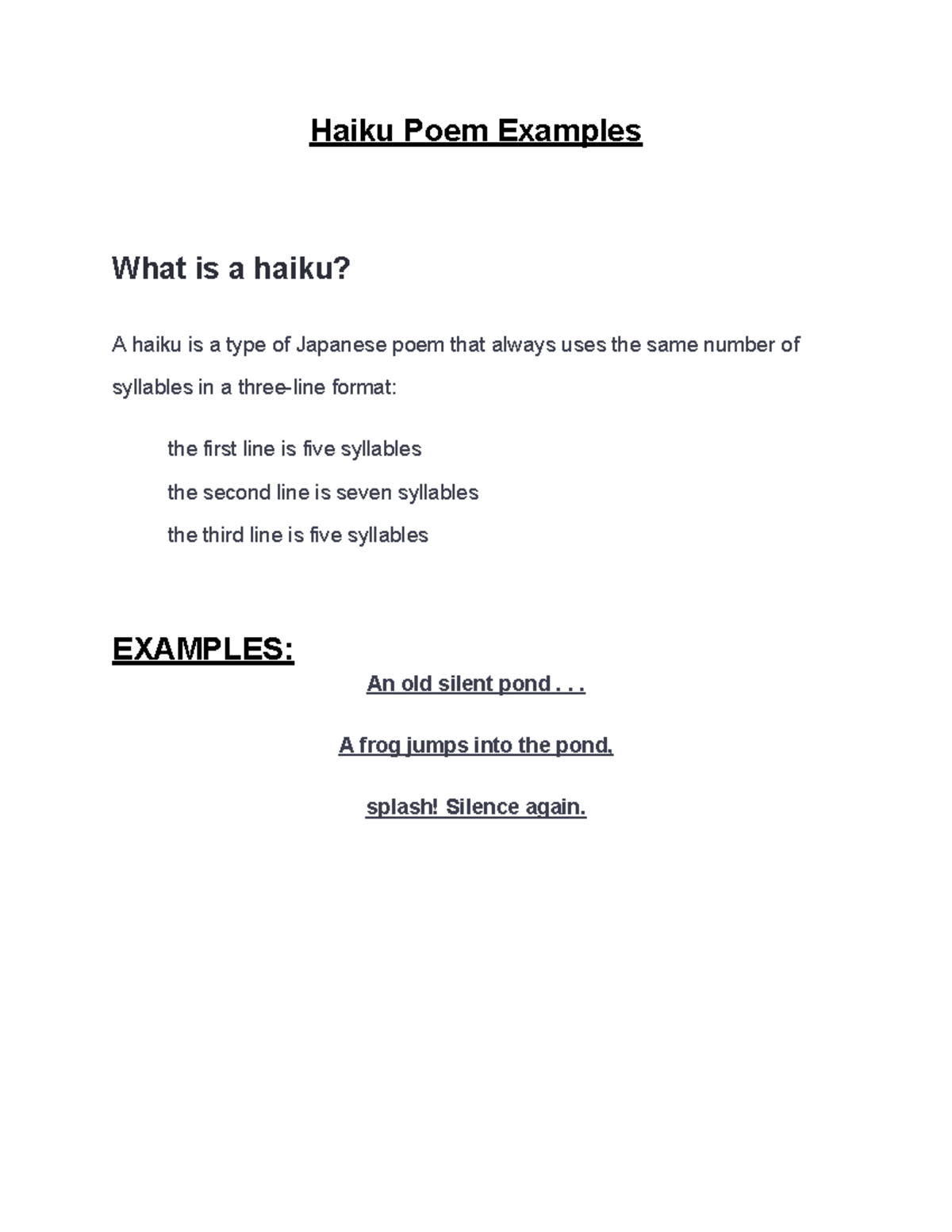 Reily Murphy - Haiku Poem Examples - Haiku Poem Examples What is a ...