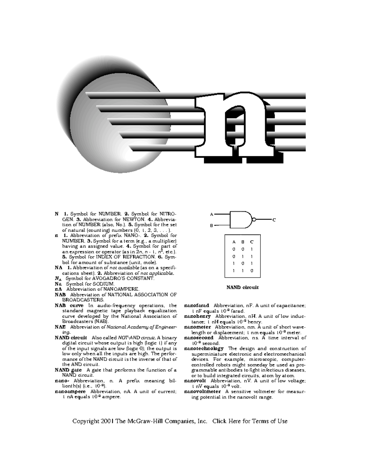 Dictionary of Electronics-161 - N 1. Symbol for NUMBER. 2. Symbol for ...
