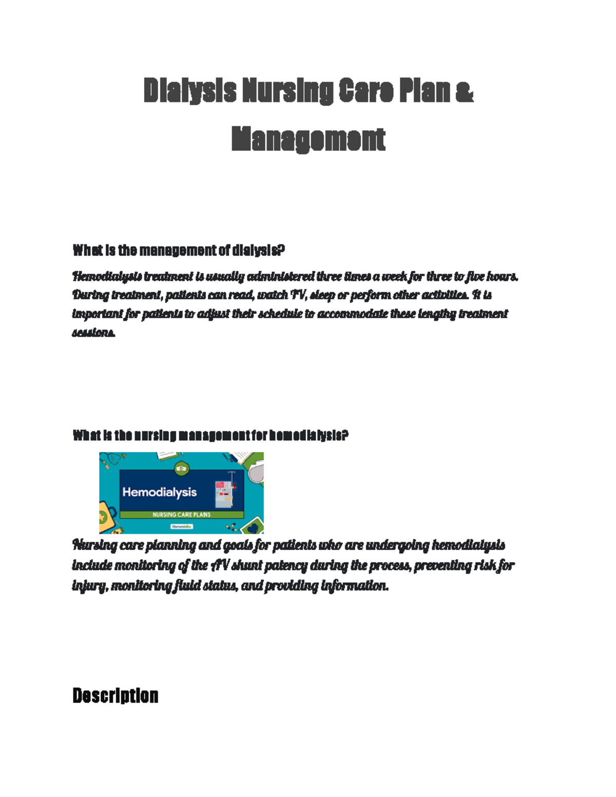 Dialysis - REVIEW MY FILE BUDDY - Dialysis Nursing Care Plan ...