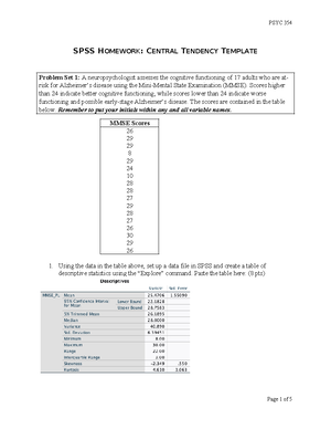 PSY354 Module 8 SPSS one sample t test and cumulative questions ...