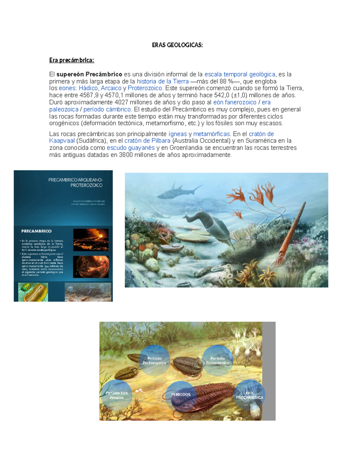 Album ERAS Geologicas - INFORMACION - ERAS GEOLOGICAS: Era precámbrica ...