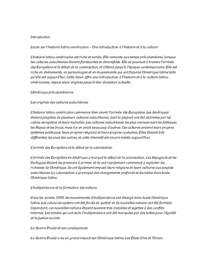 History of Latin America Study Notes - Introduction L'histoire de l ...