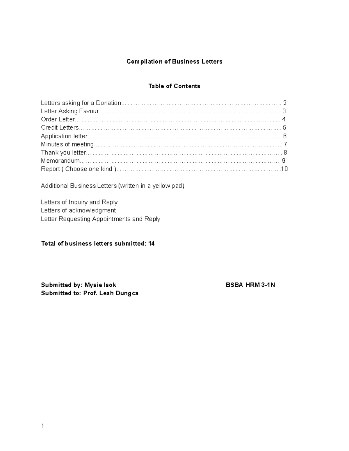 Compilation of Business Letters - - Studocu