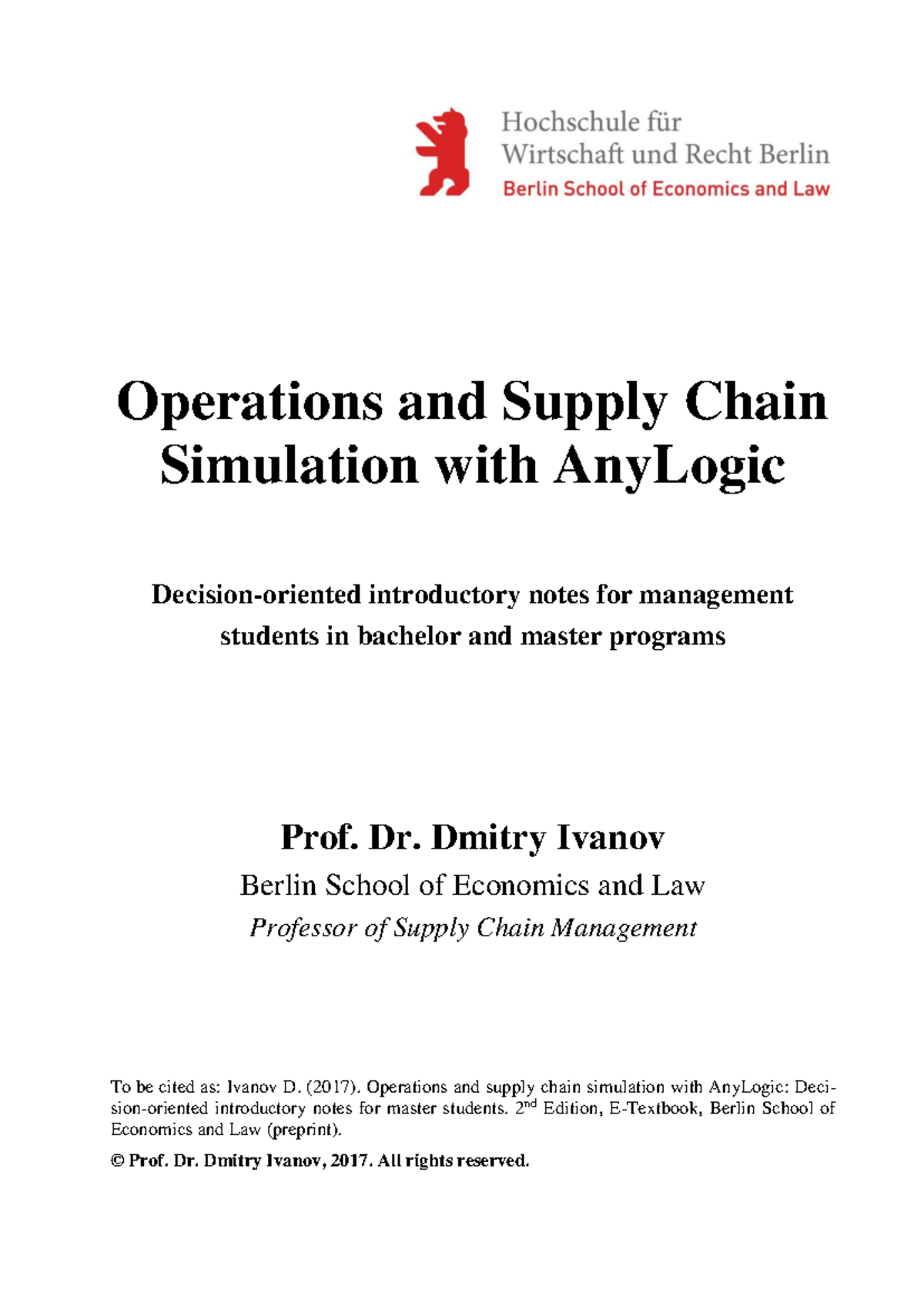 Ivanov AL book 2017 - Anylogic Tutorials - Operations and Supply Chain ...