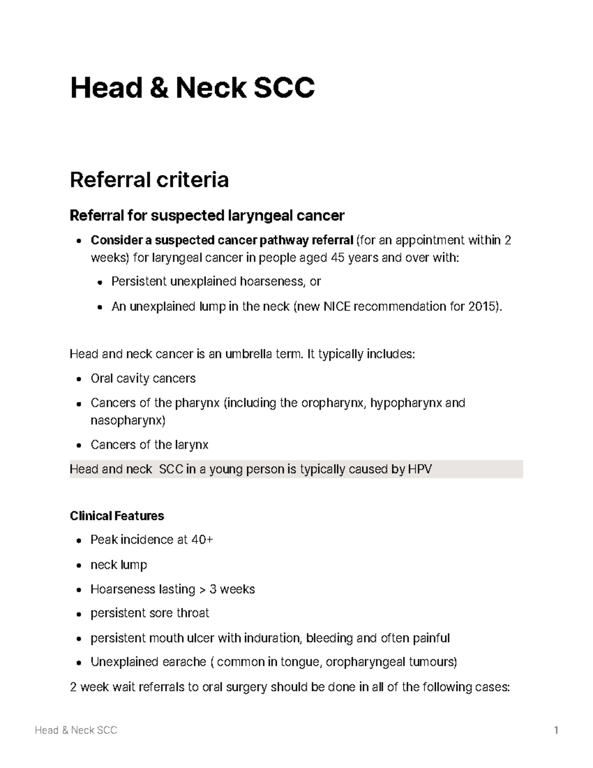 Head Neck SCC - management of cancer of the head and neck - Head & Neck ...