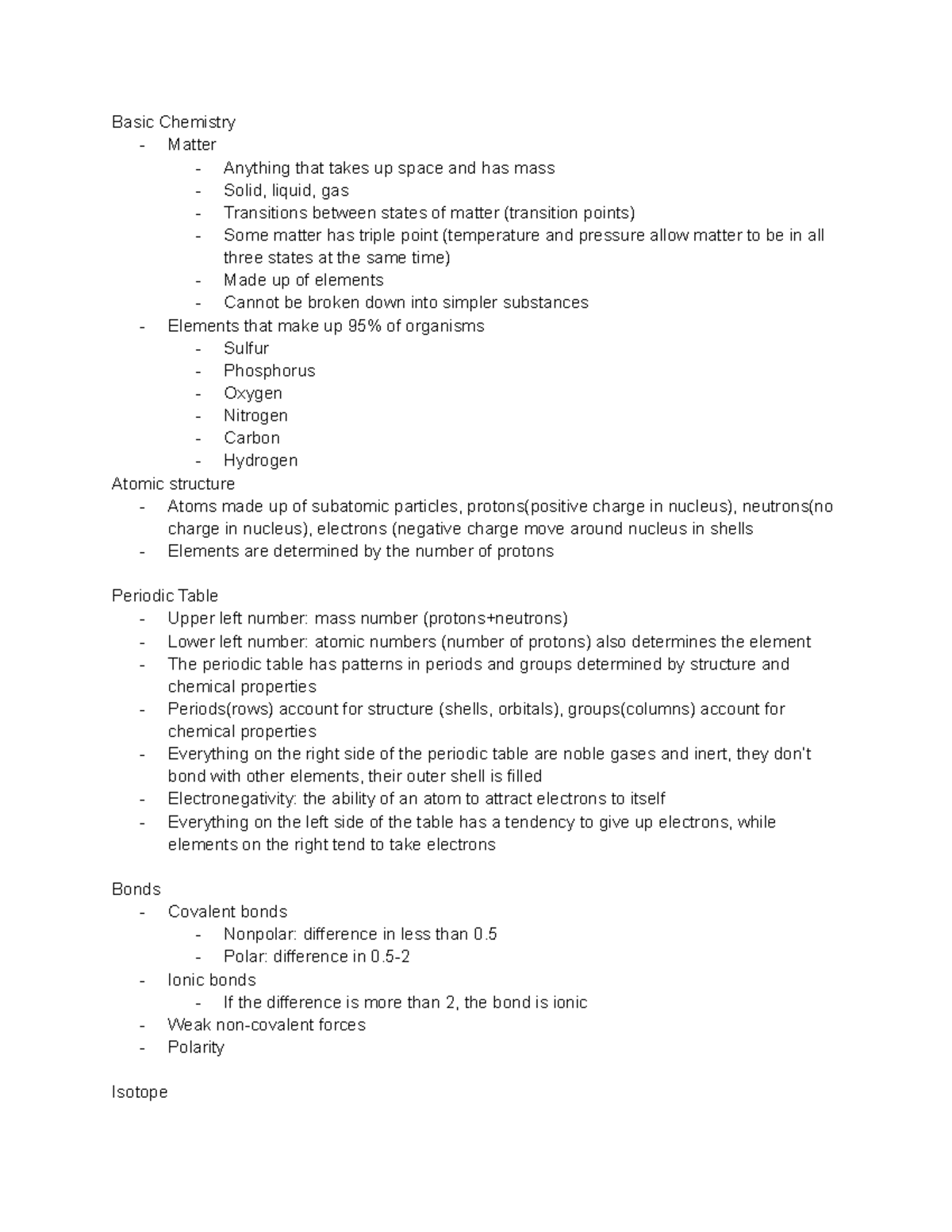 Chemistry for Biology (9 2-9 14) - Basic Chemistry - Matter - Anything ...