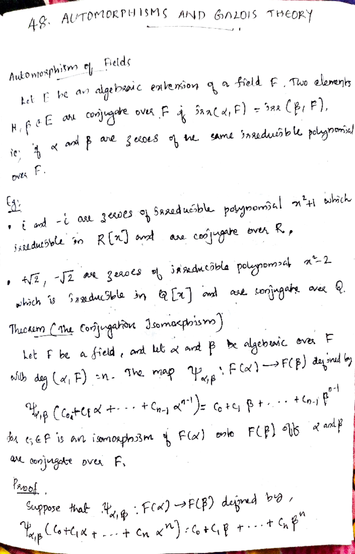 Algebra- automorphism - h&. AUTOMORPH 1SM AND GAL01S THEDRY ...