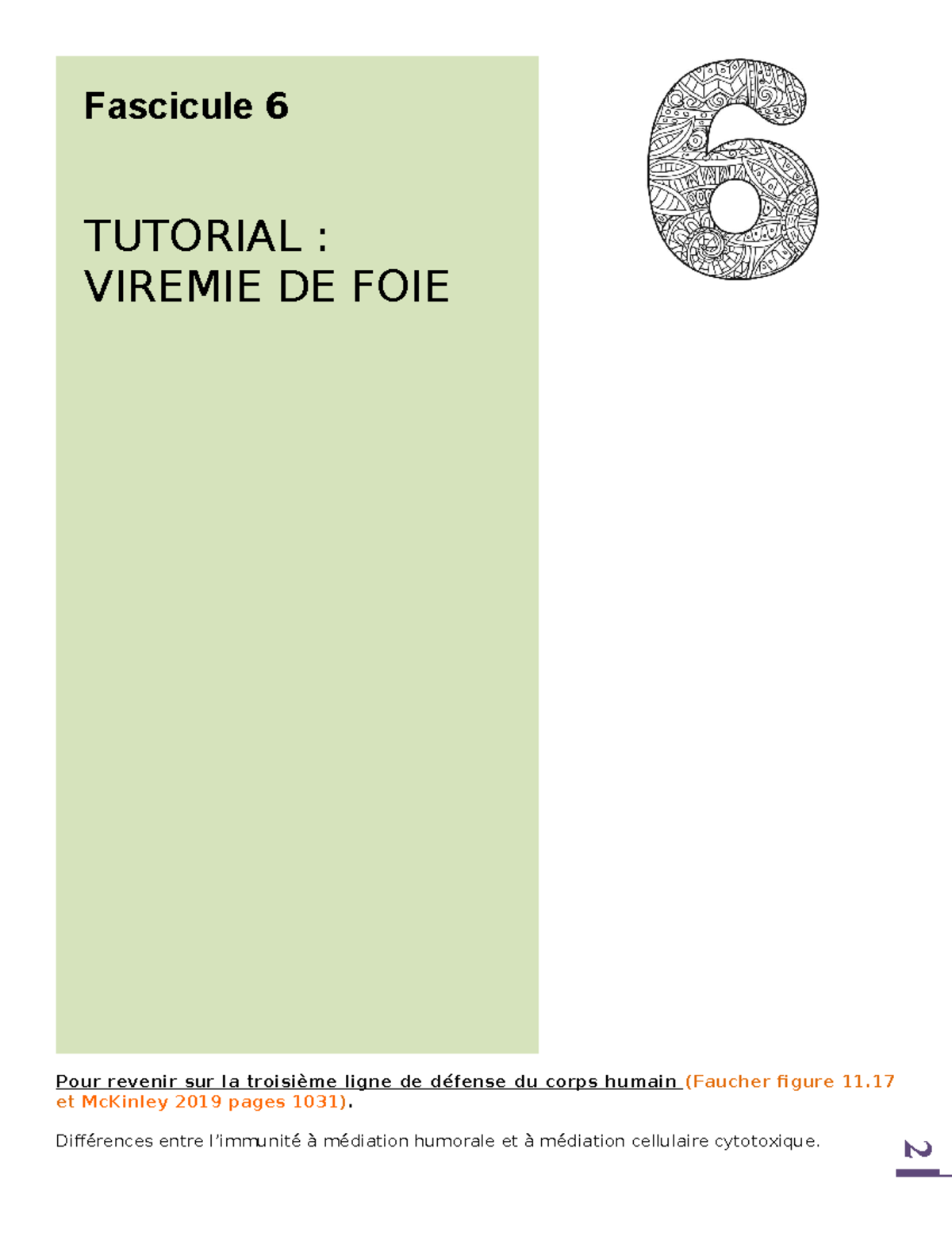 Fascicule Viremie de foie - 2 Fascicule 6 TUTORIAL : VIREMIE DE FOIE ...