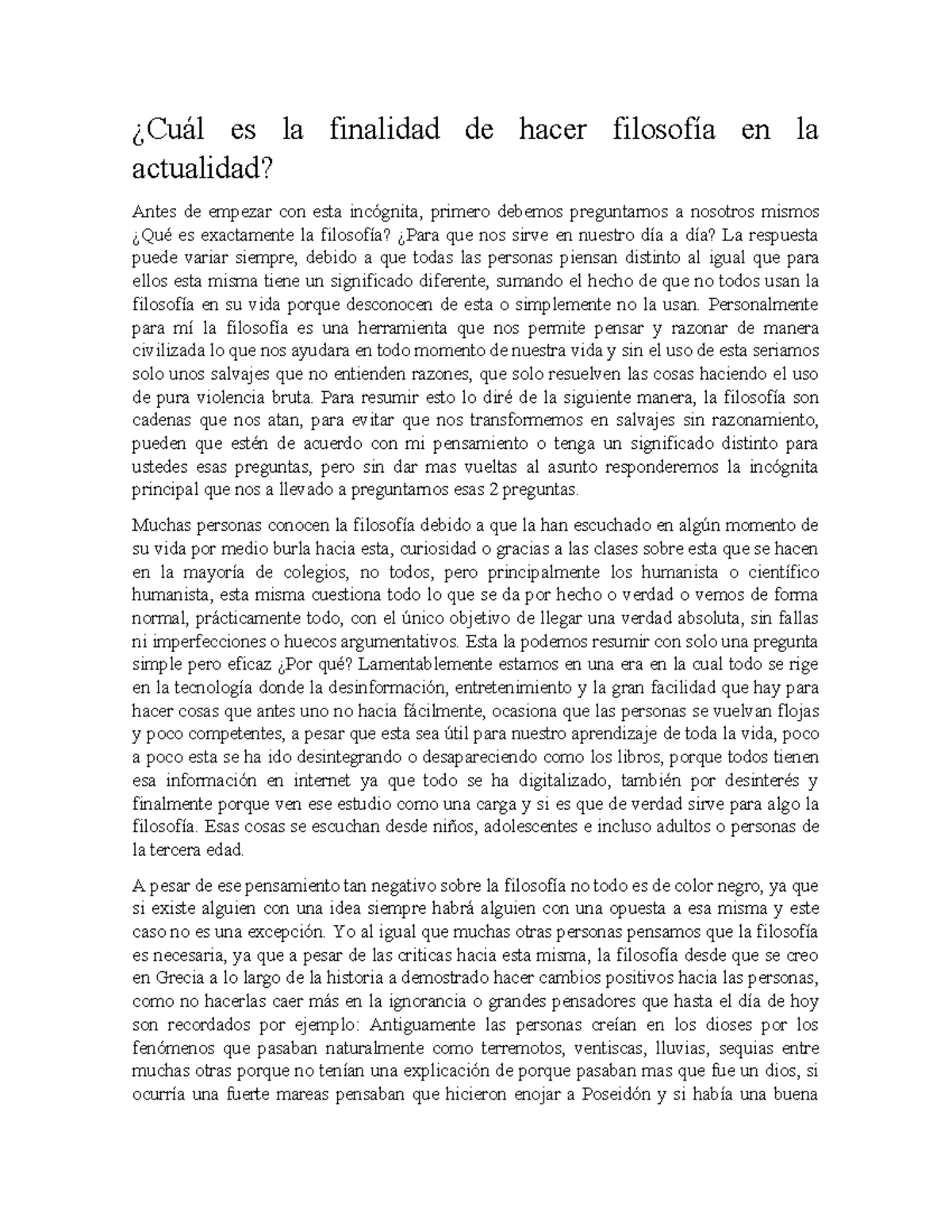 Cual es la finalidad de hacer filosofia en la actualidad - ¿Cuál es la ...
