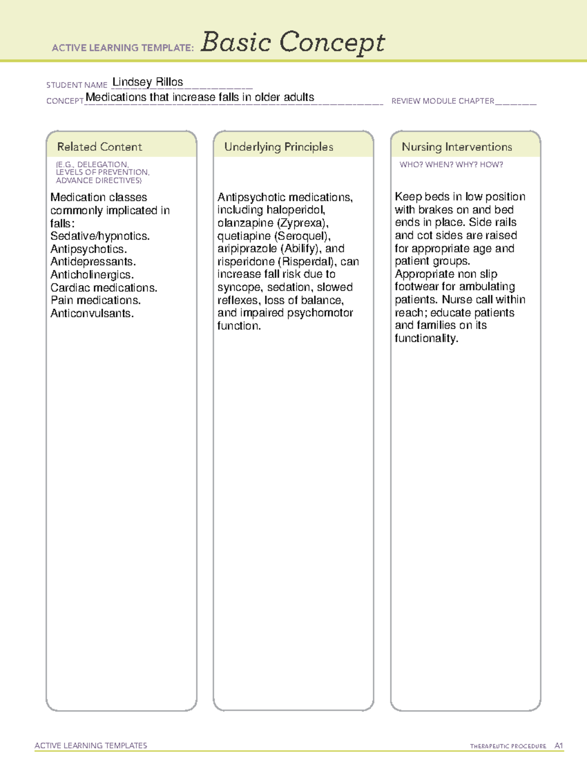 ATI old people meds and falls - ACTIVE LEARNING TEMPLATES THERAPEUTIC ...