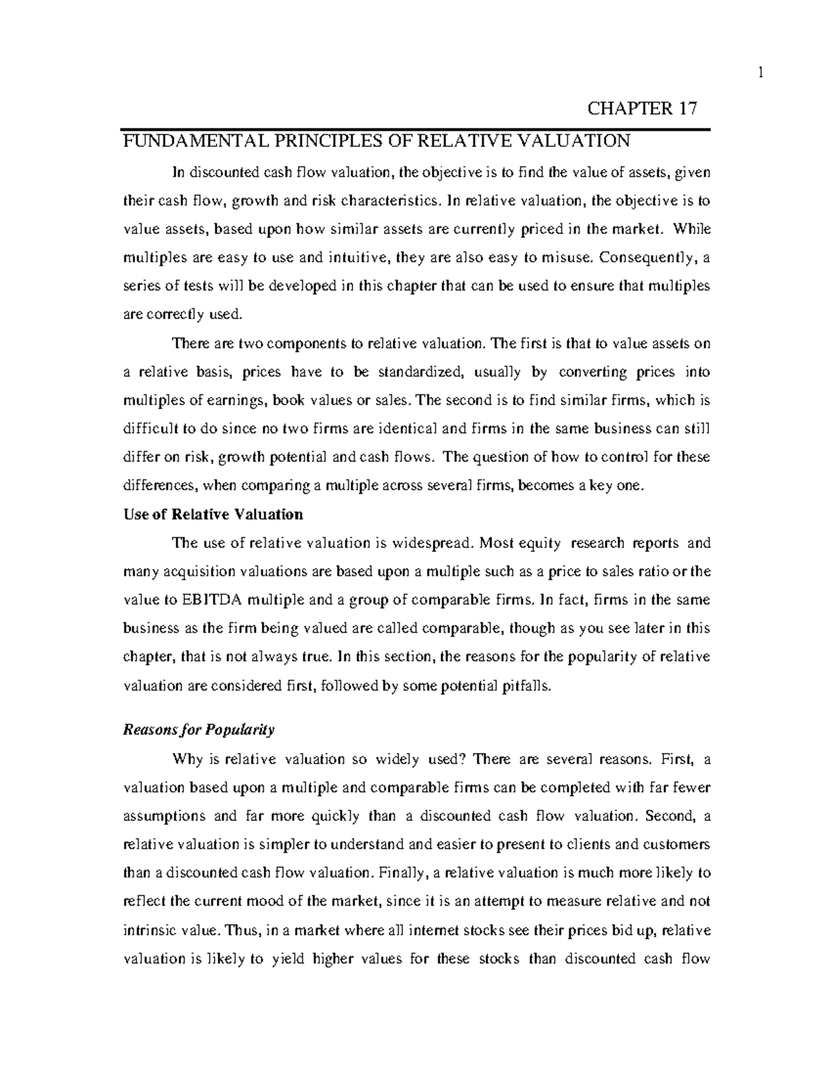 Ch17-Relative Valuation by Damodaran - CHAPTER 17 FUNDAMENTAL ...