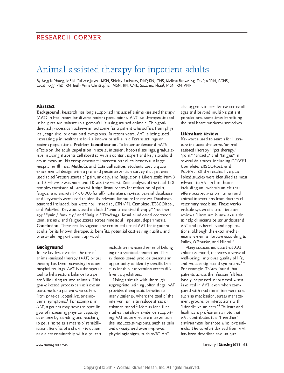 Animal-assisted therapy for inpatient adults - AAT is a therapeutic ...