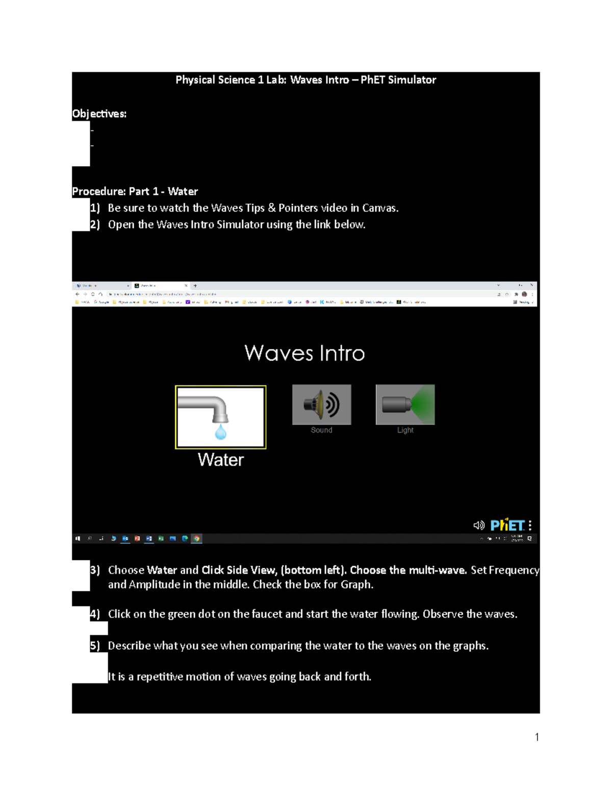 Waves - Ph ET - Physical Science 1 Lab: Waves Intro – PhET Simulator ...