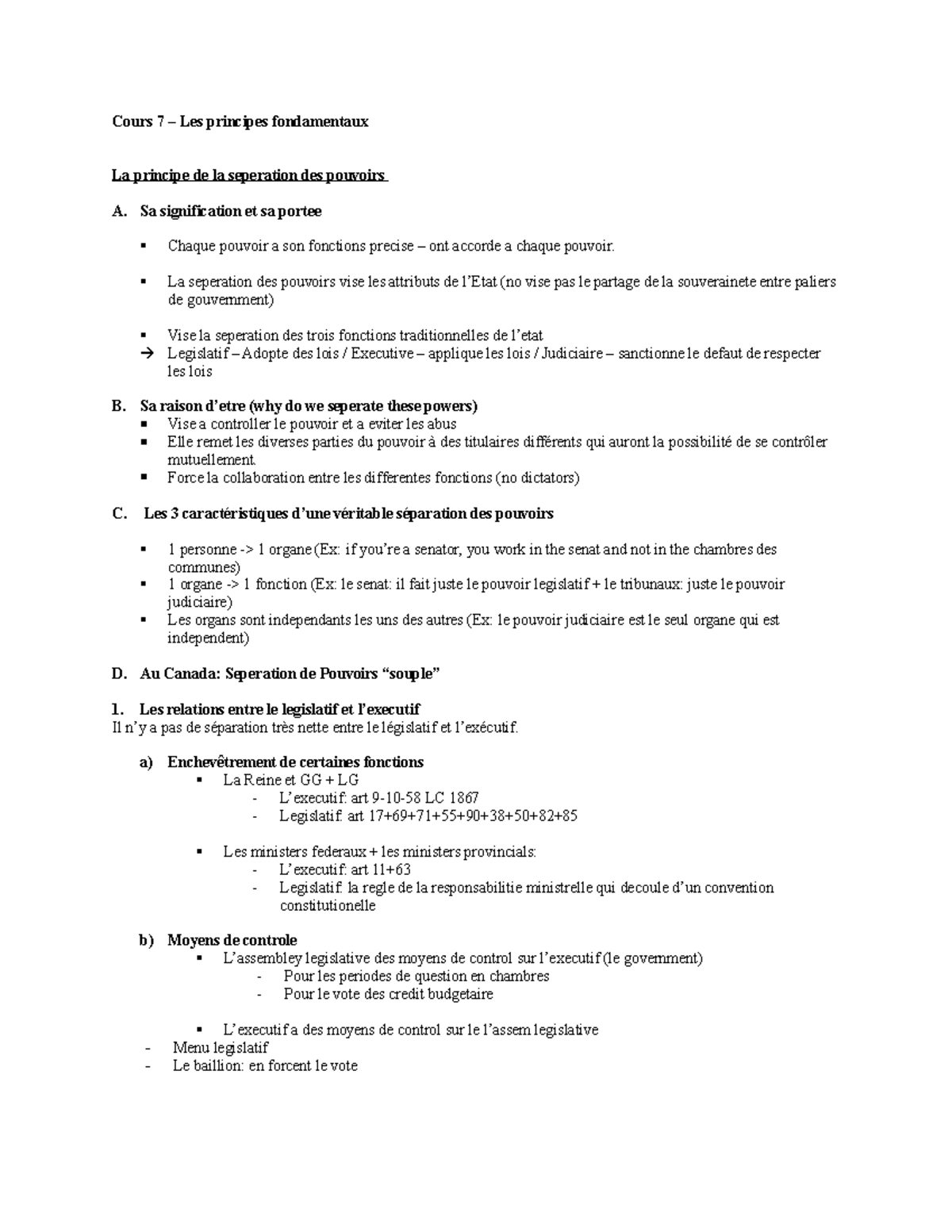 Class 7 - Notes de cours 7 - DRT-1501 - Droit constitutionnel 1 - UdeM ...