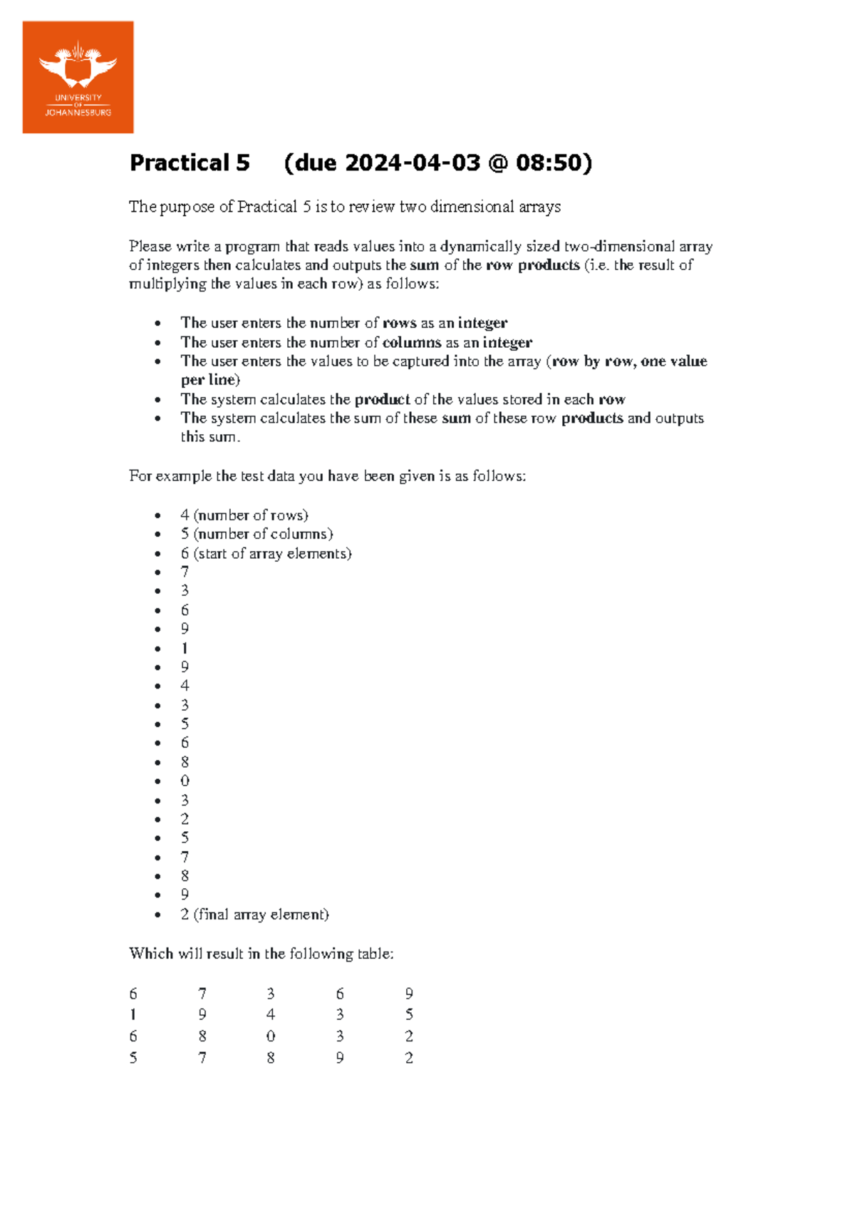 IFM100-2024-P5 - Practical 5 (due 20 24 - 04 - 03 @ 08:50) The purpose ...