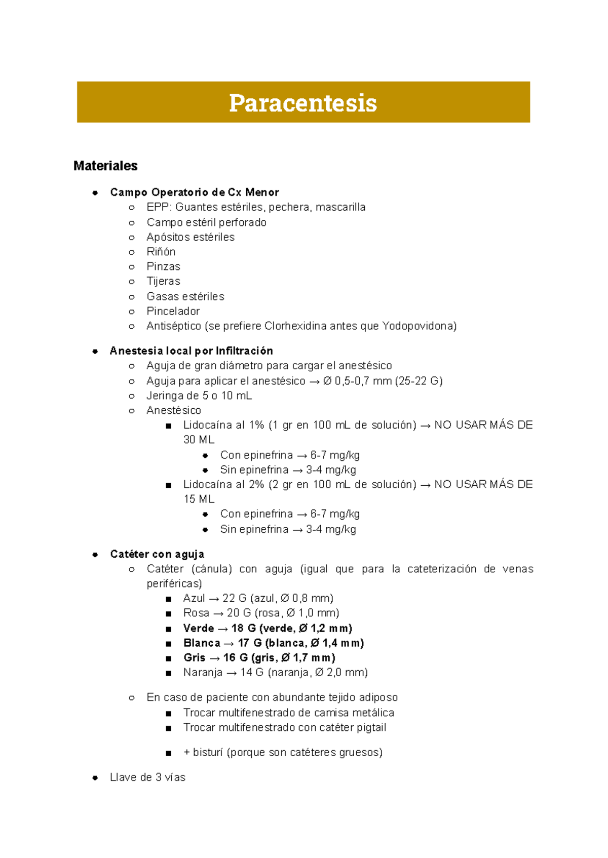 Paracentesis - Gran masa intraabdominal, o embarazo del segundo o ...