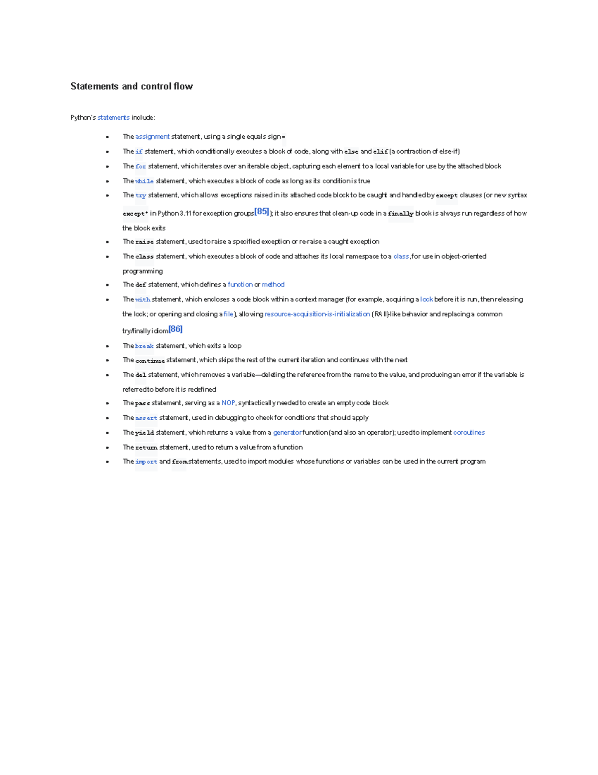 Python Statements Statements And Control Flow Pythons Statements Include The Assignment 9464
