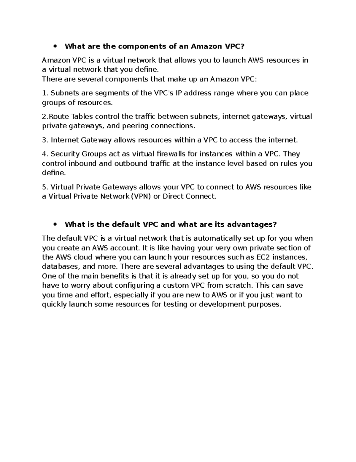 An Amazon Virtual Private Cloud - What are the components of an Amazon ...