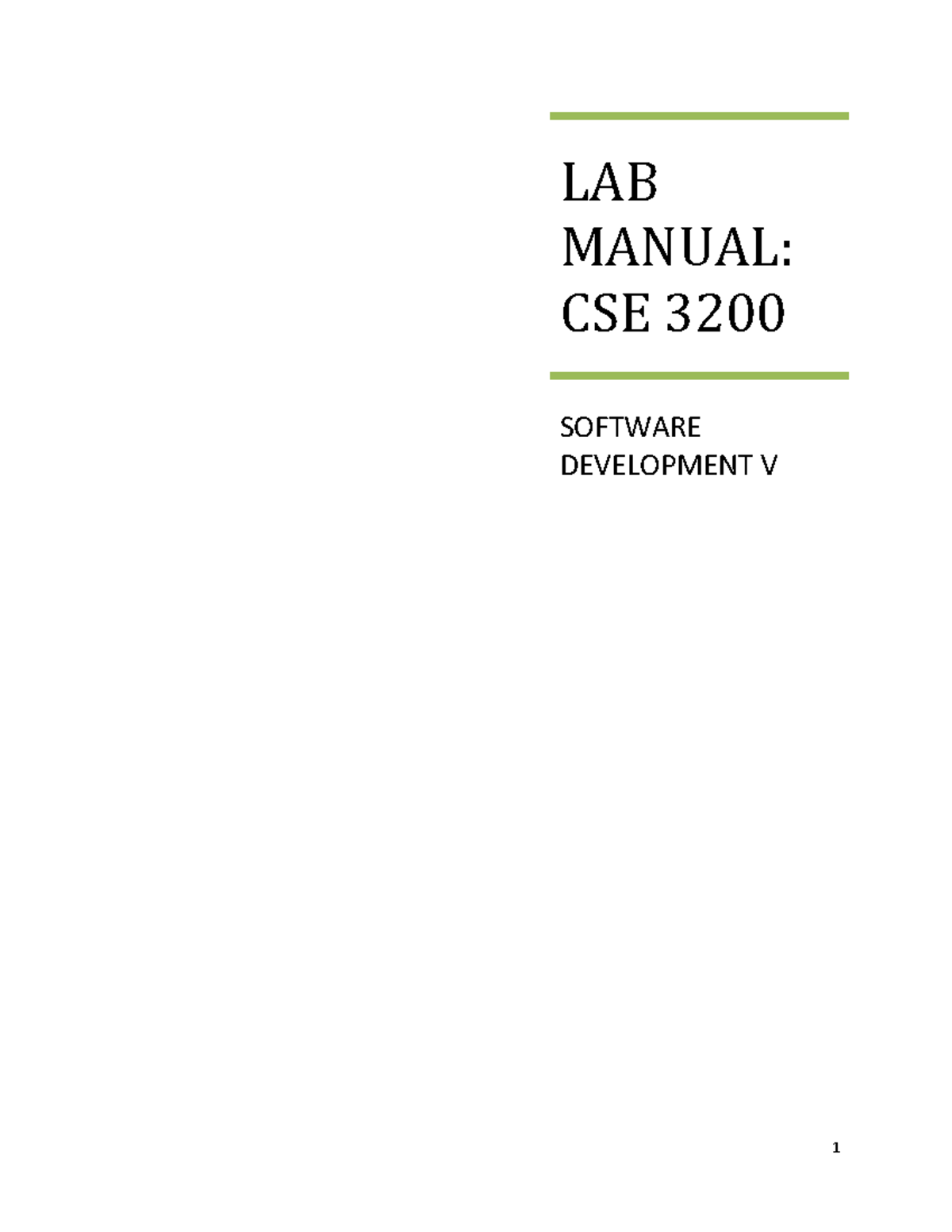 CSE3200-Lab Manual - LAB MANUAL: CSE 3200 SOFTWARE DEVELOPMENT V ...