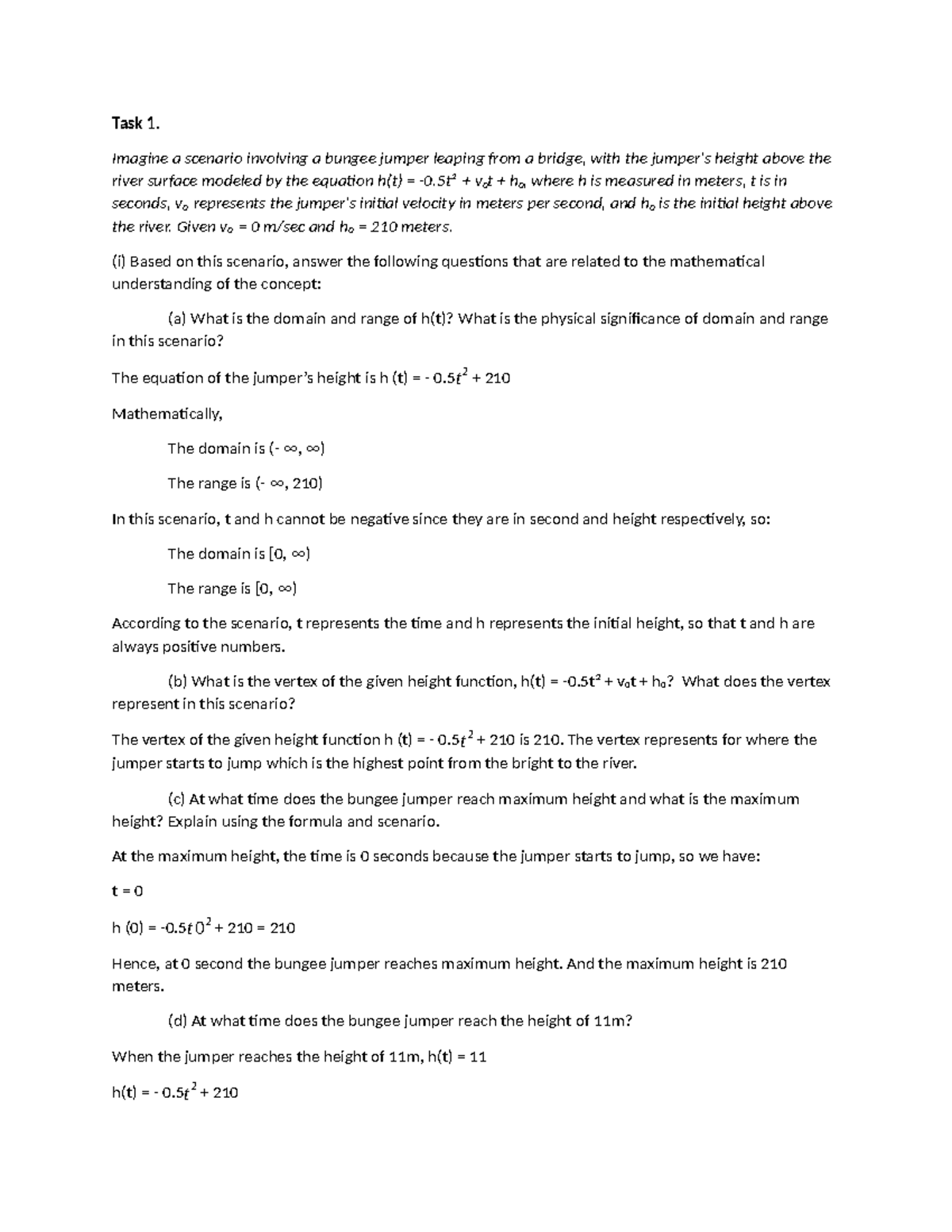 College Algebra - Math Assignment unit 3 - Task 1. Imagine a scenario ...