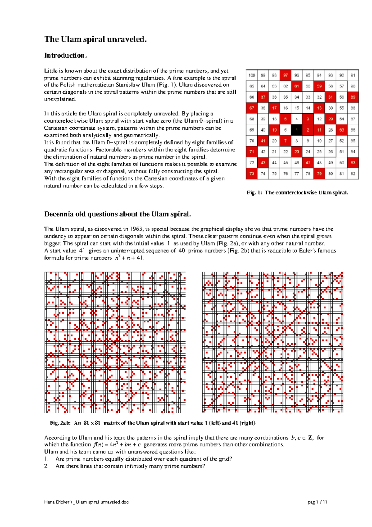 Ulam spiral unraveled - estudio - The Ulam spiral unraveled ...