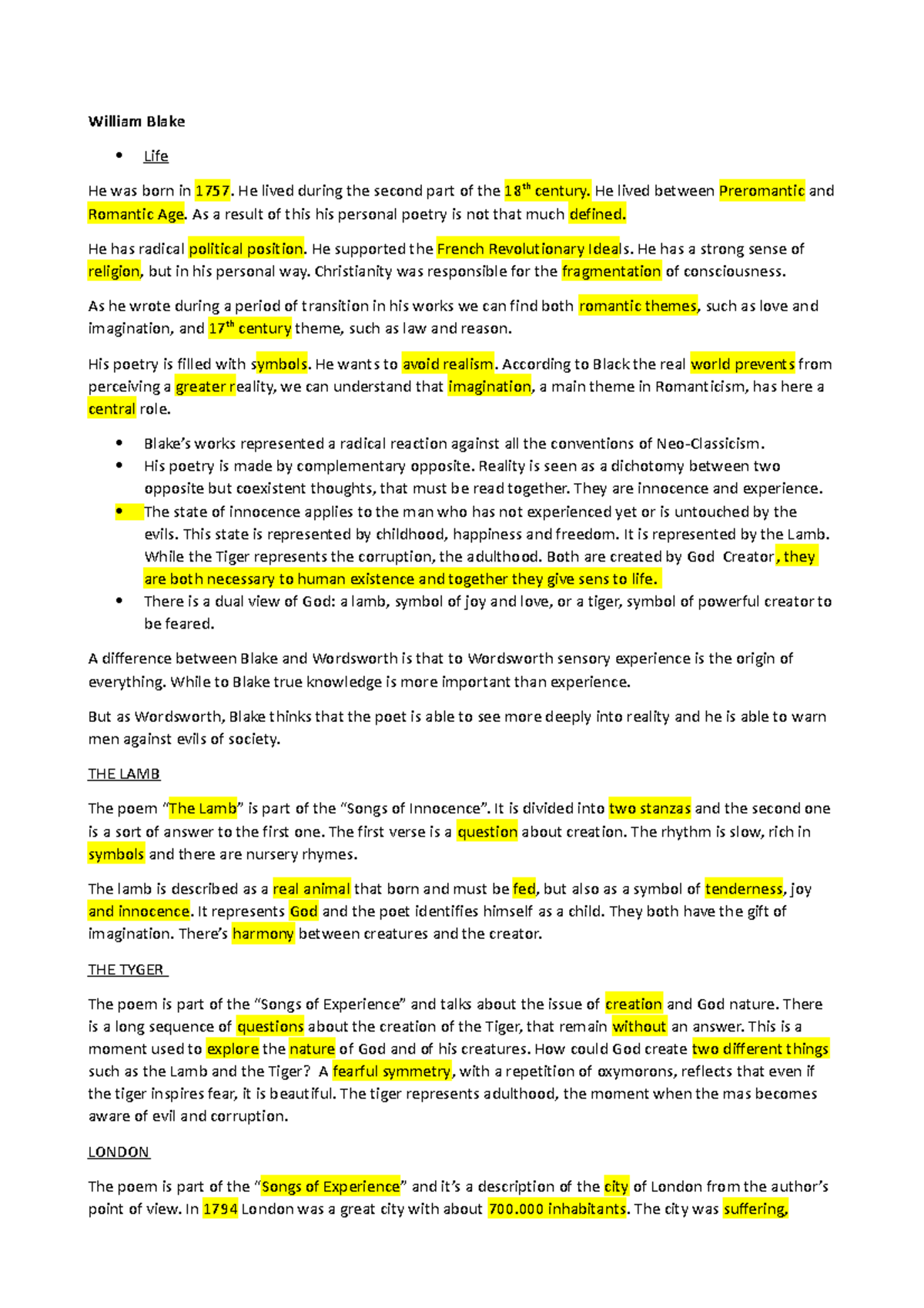 William Blake - William Blake Life He was born in 1757. He lived during ...