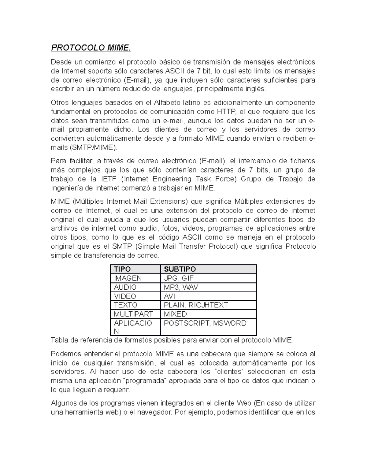 Protocolo MIME - PROTOCOLO MIME. Desde un comienzo el protocolo básico ...